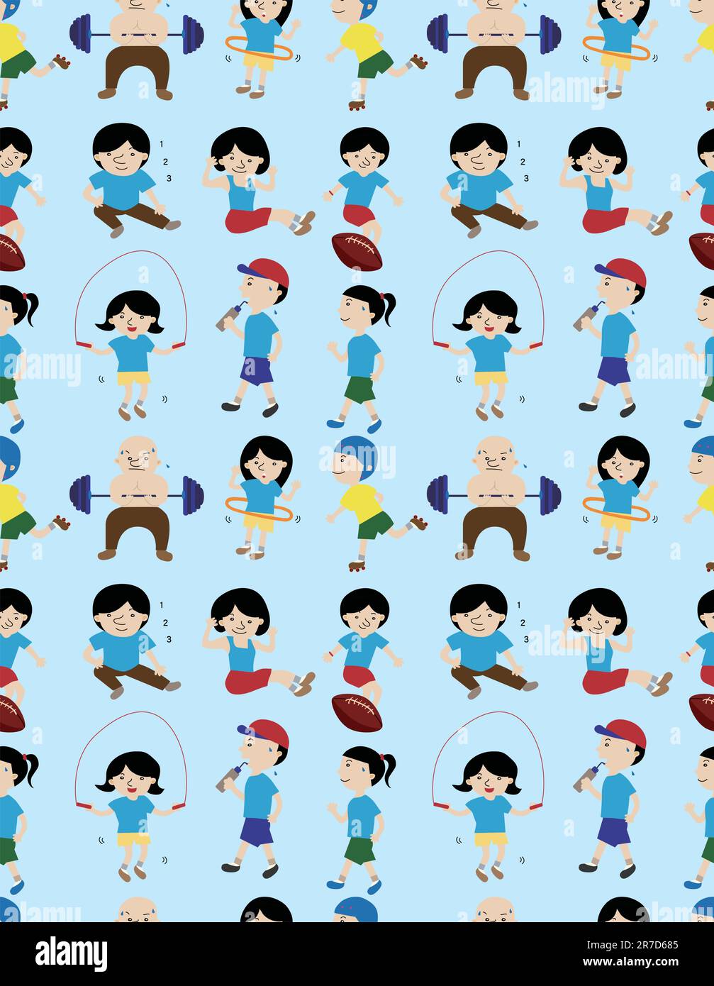 cartoon sport people seamless pattern Stock Vector Image & Art - Alamy