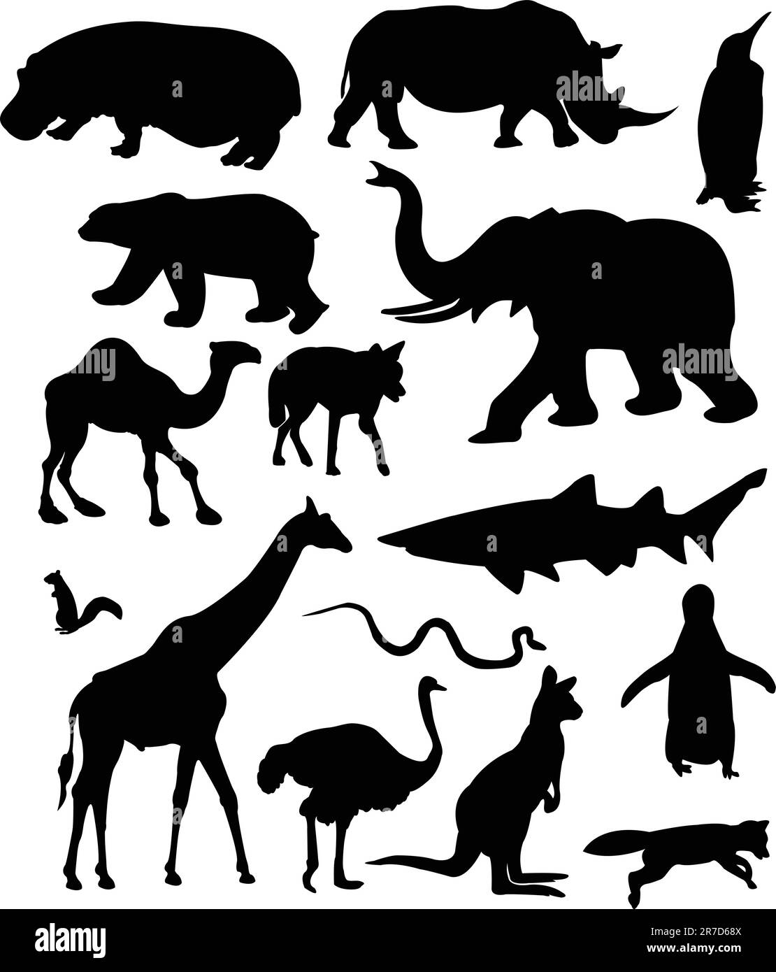 collection of wild animals silhouette - vector Stock Vector Image & Art ...