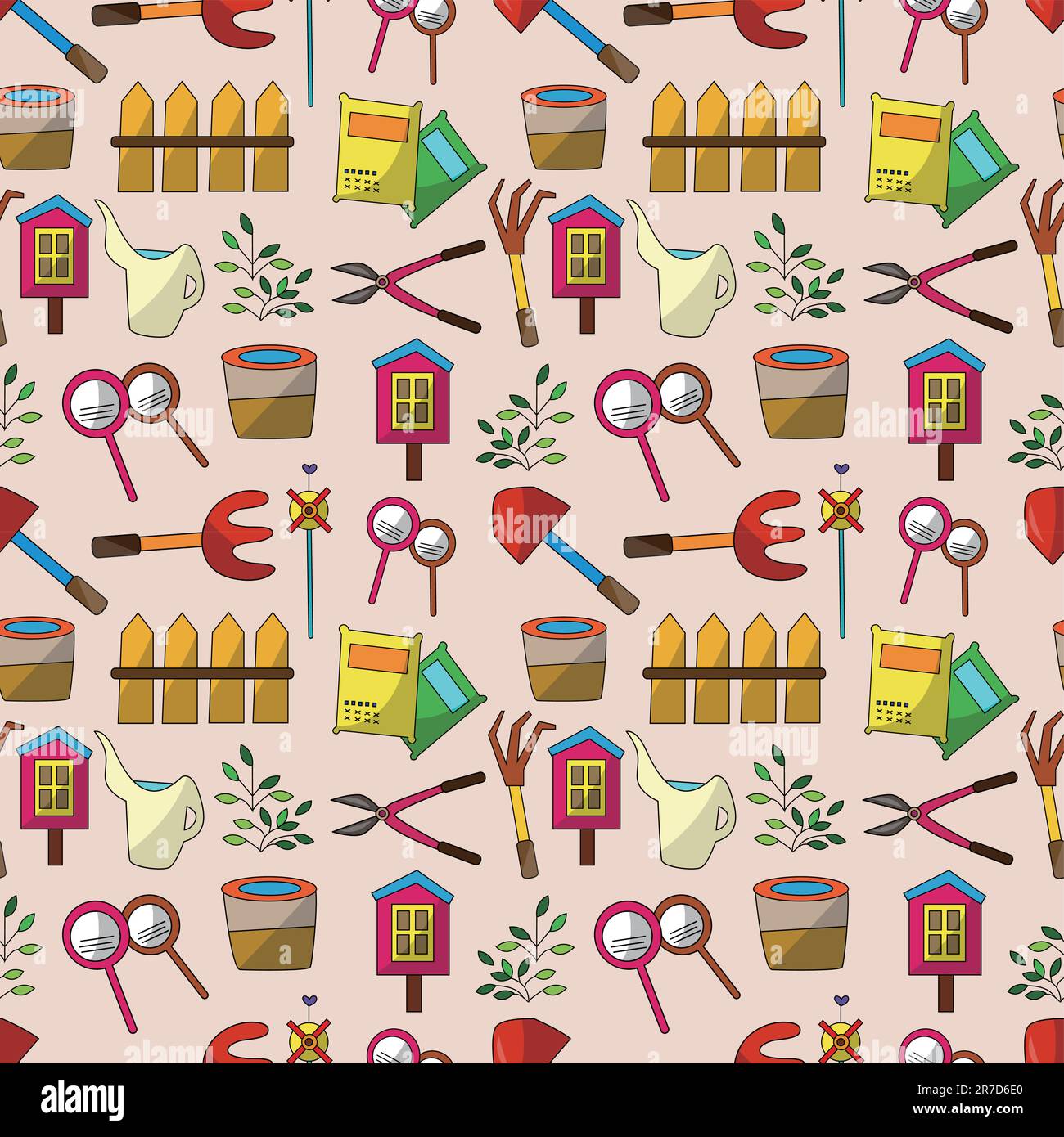 Seamless gardening pattern hi-res stock photography and images - Alamy