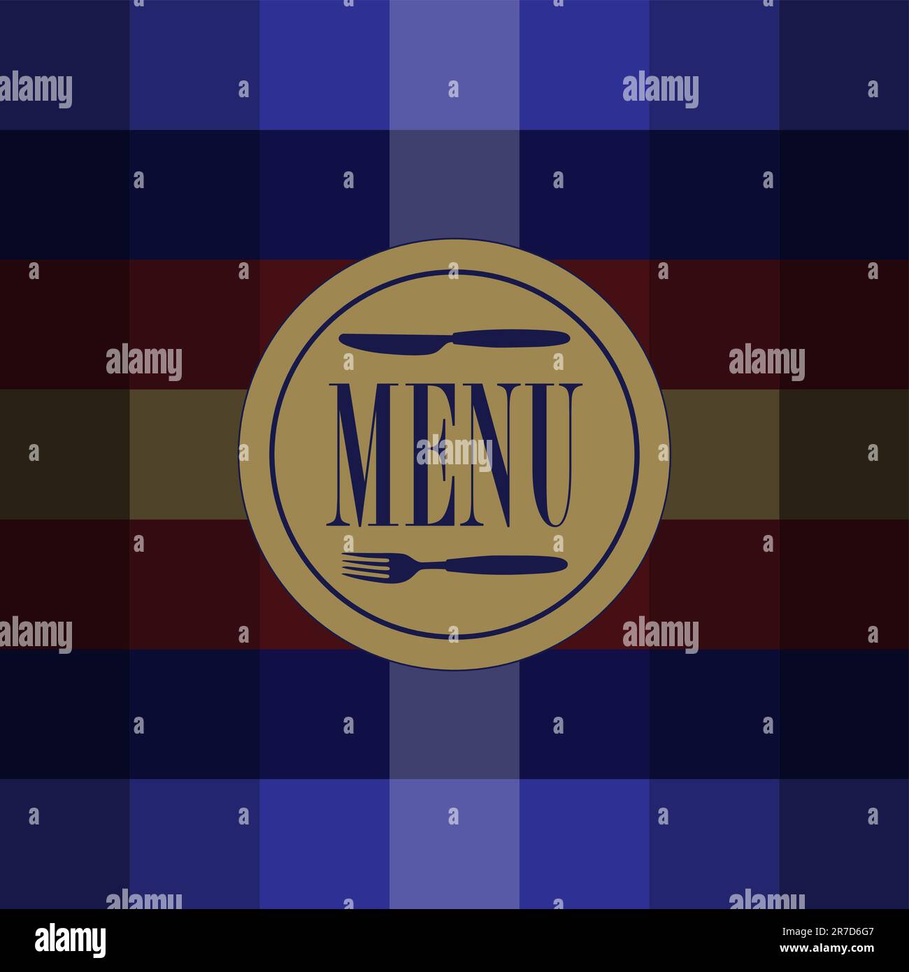 Menu Card Design - Menu Sign With Cutlery on Checkered Background Stock ...