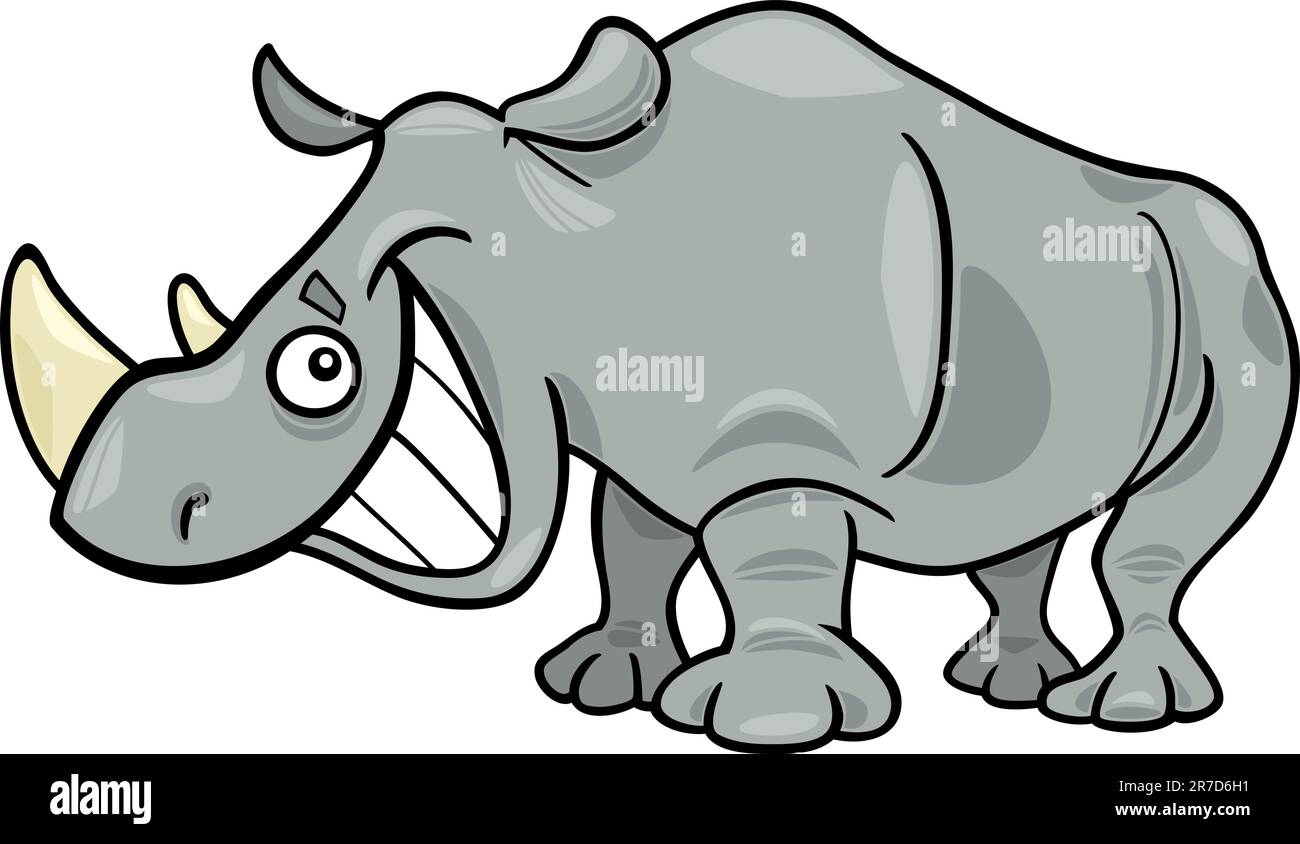cartoon illustration of funny african rhinoceros Stock Vector Image ...