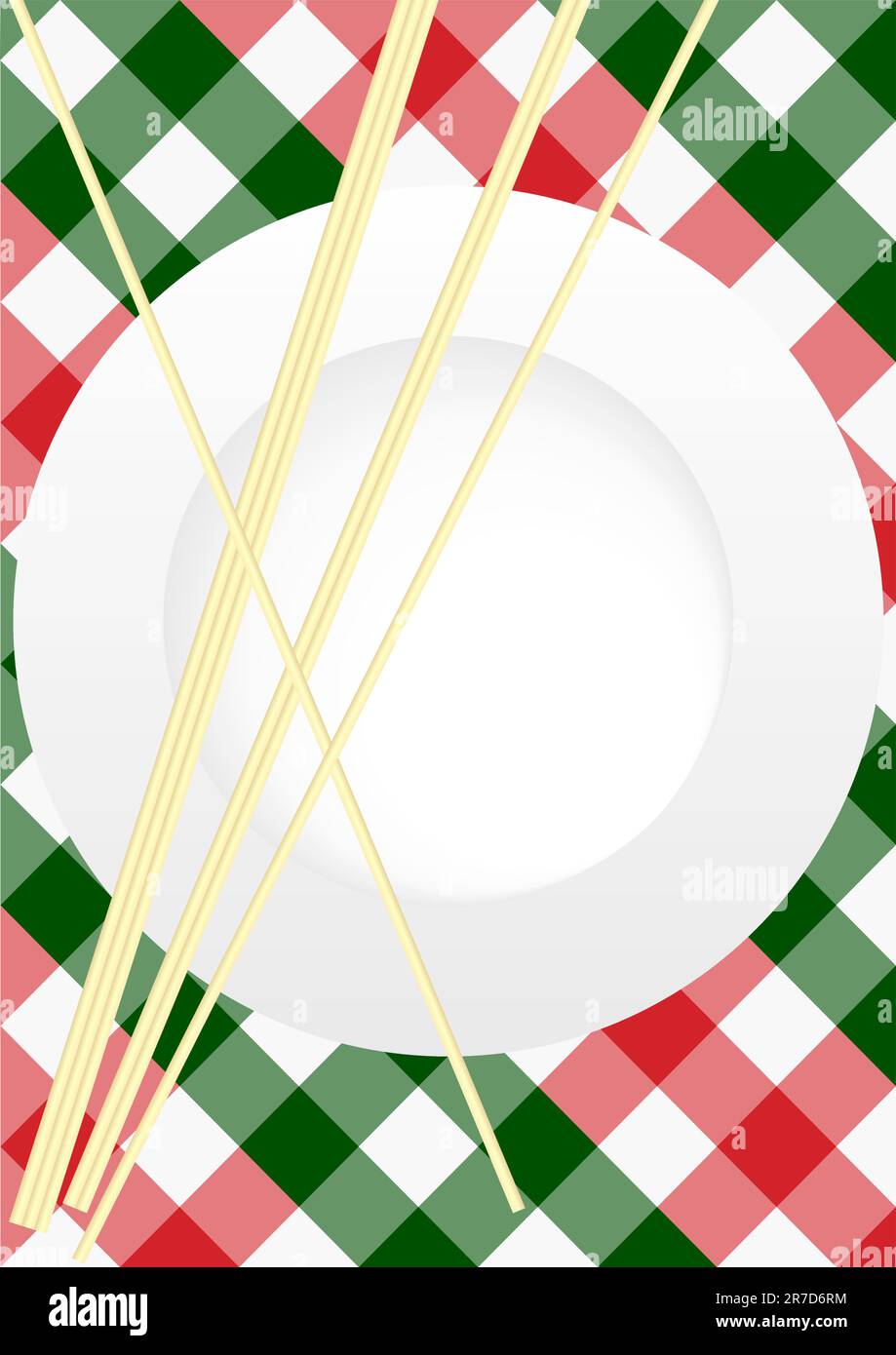 Menu Card Design - Red and Green Gingham Texture With Plate and Pasta ...