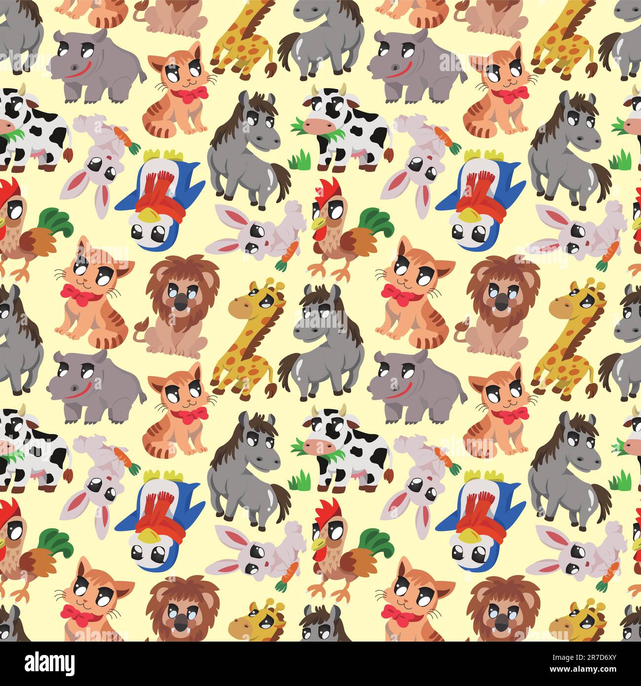 cartoon animal seamless pattern Stock Vector Image & Art - Alamy