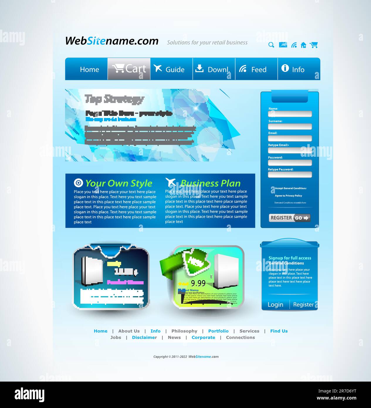 Modern website template with a technology futuristic style, login form ...