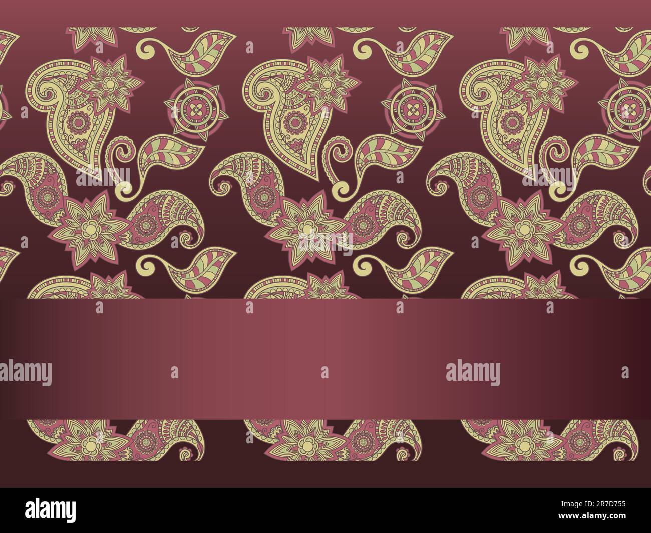 vector frame for your text on seamless hand drawn paisley pattern ...