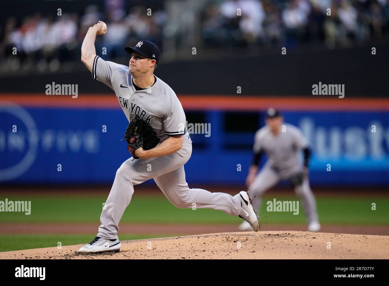 New York Yankees' Gerrit Cole pitches during the first inning of a baseball game against the New ...