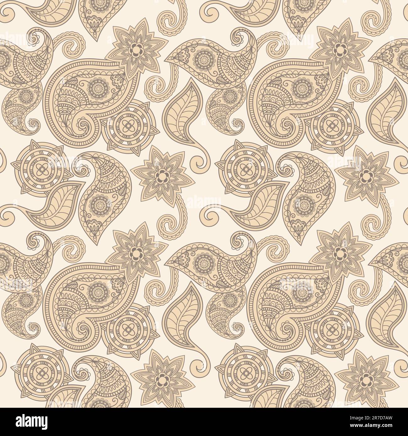 vector seamless hand drawn paisley pattern, clipping masks Stock Vector ...