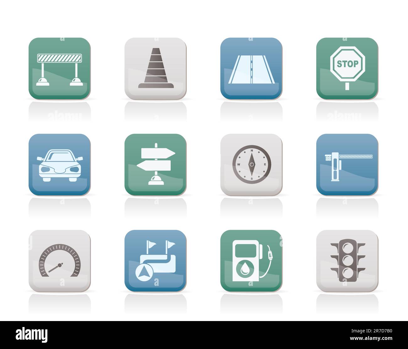 Road, navigation and traffic icons - vector icon set Stock Vector Image ...