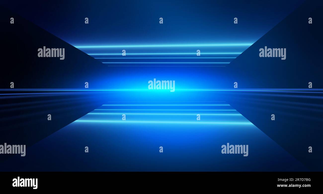 Abstract neon light effect in perspective background, 3d illustration ...