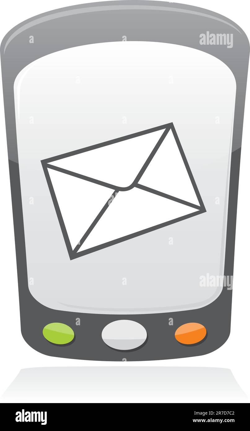 Illustration of a message envelope on a mobile phone screen Stock ...