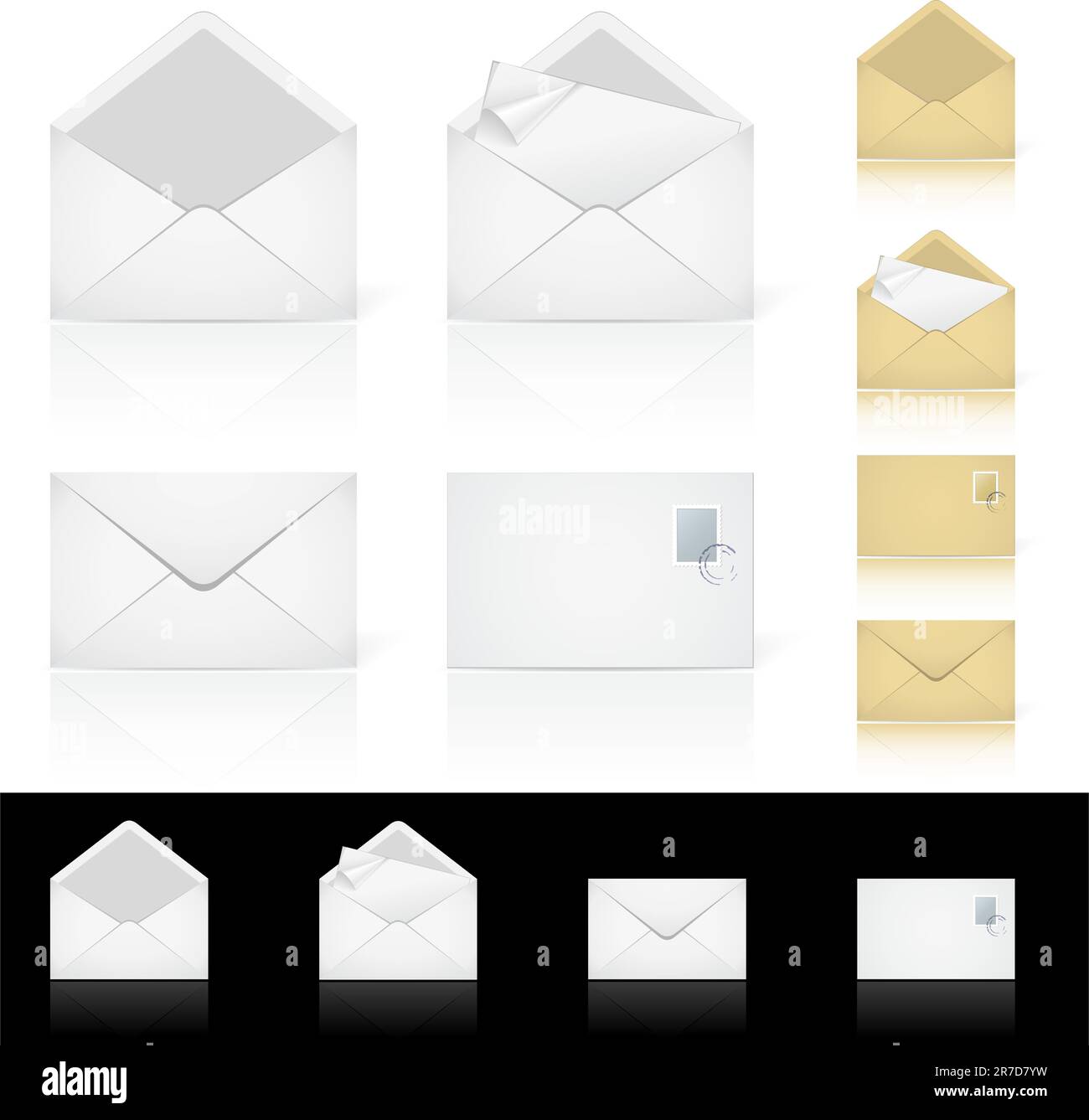 Set of different icons for e-mail. Illustration for design on white ...