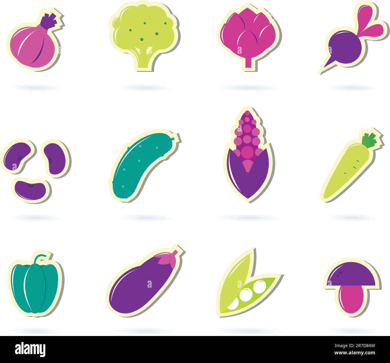 Vegetable icon collection isolated on white. Vector illustration Stock ...