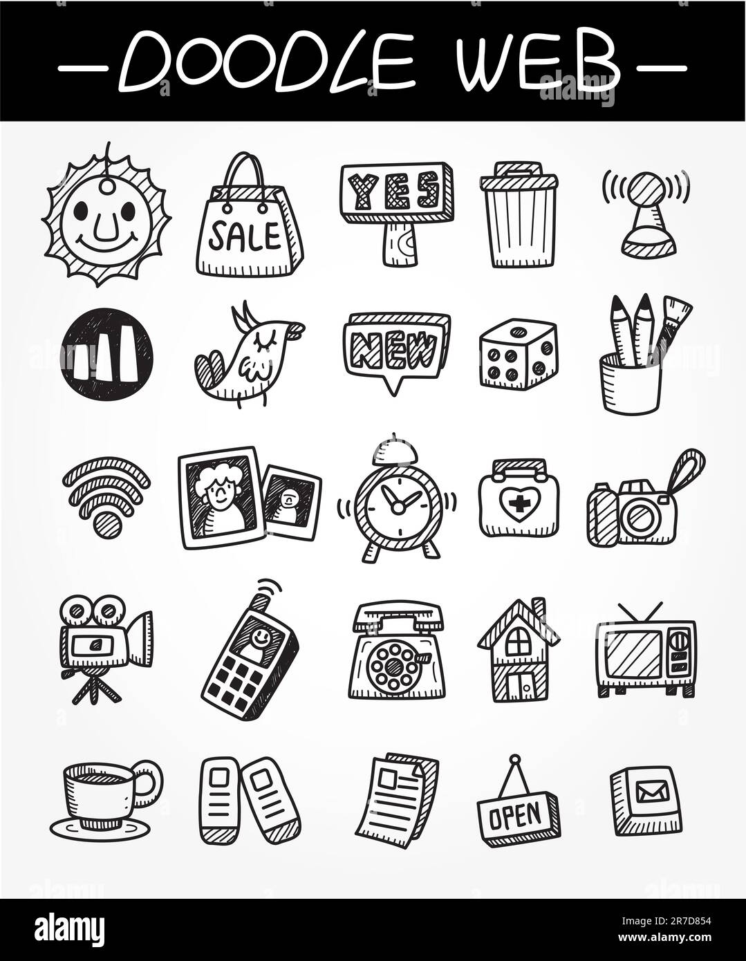 web doodle icon set Stock Vector Image & Art - Alamy