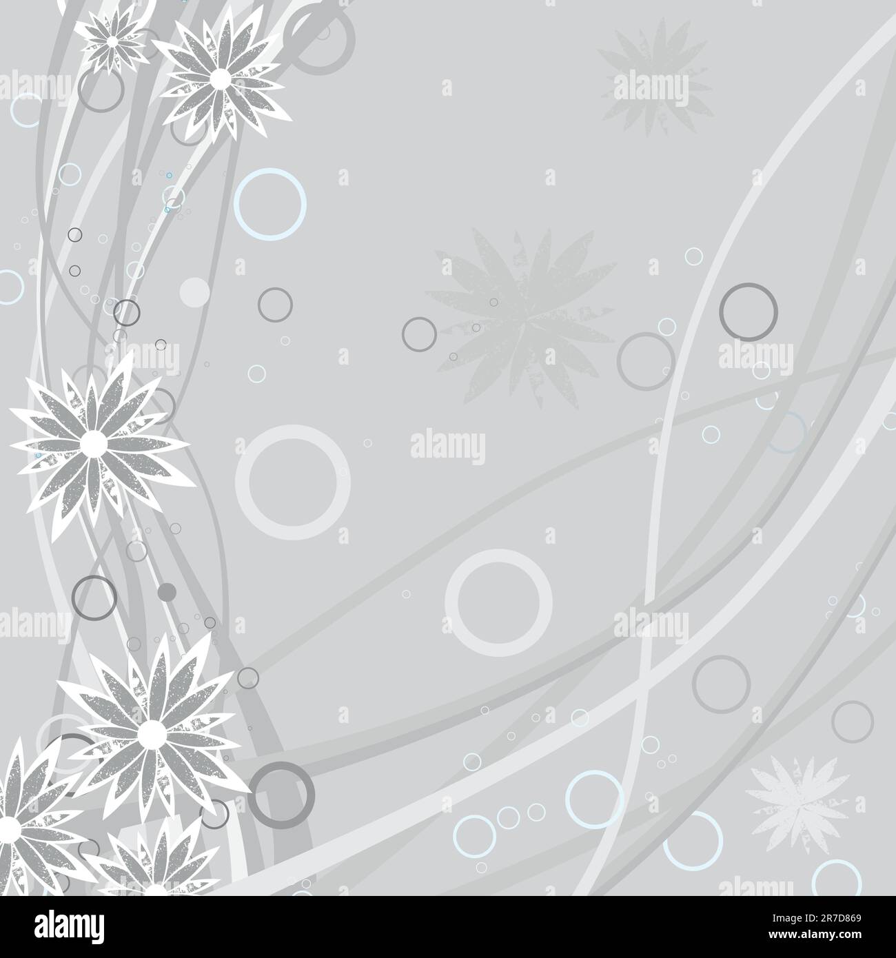 Floral background with grunge flower vector with curl and border ...