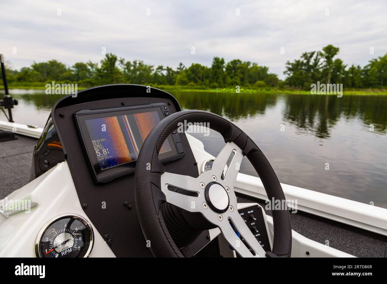 Modern sportfishing boat dashboard and electronics Stock Photo - Alamy