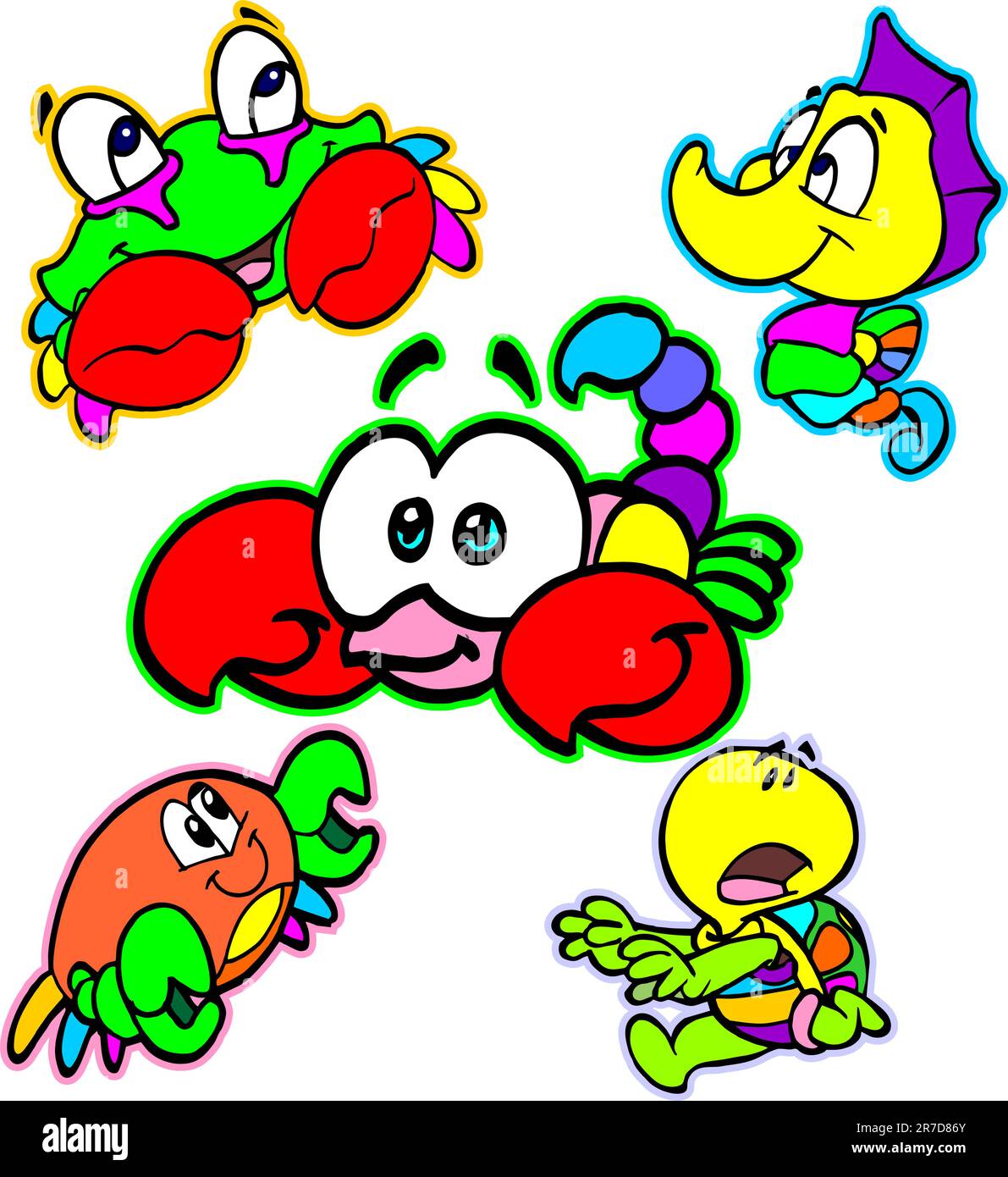 a digitally illustrated colorful shellfish Stock Vector Image & Art - Alamy