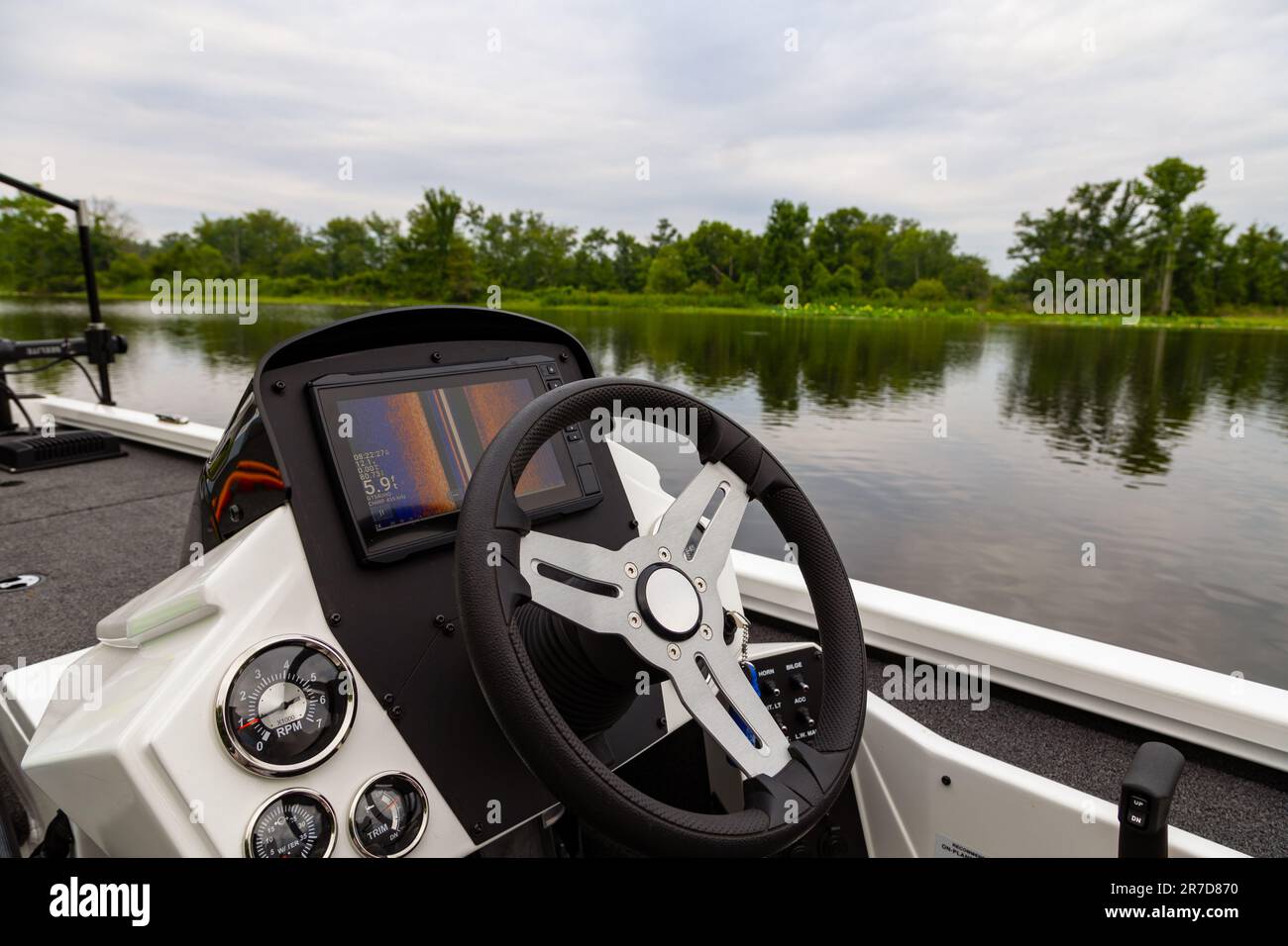 Modern sportfishing boat dashboard and electronics Stock Photo - Alamy
