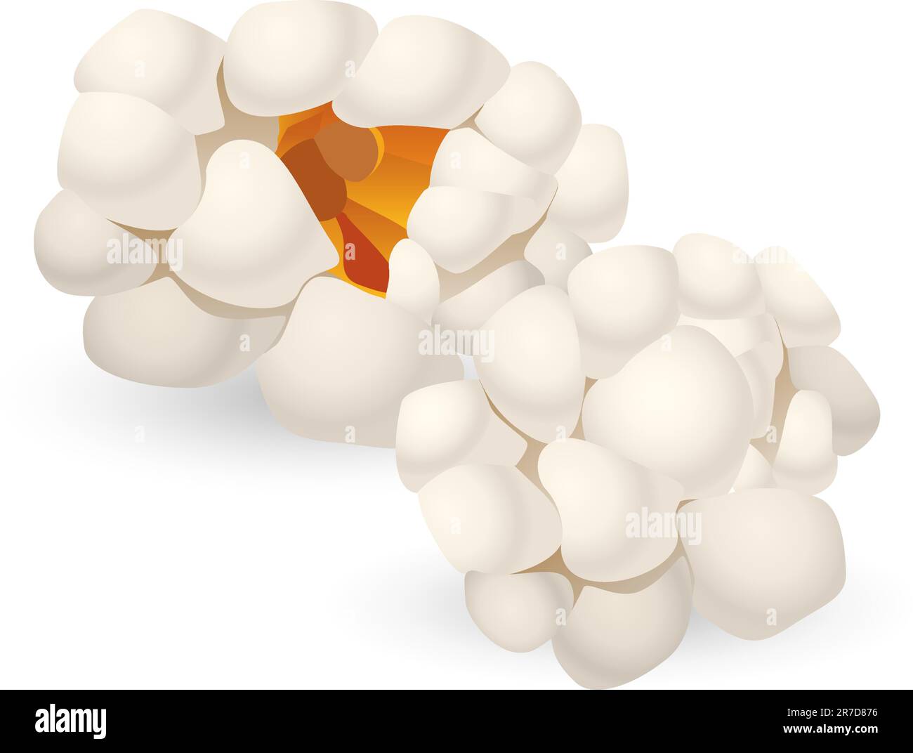 Two single pieces of isolated popcorn. Illustration on white background ...