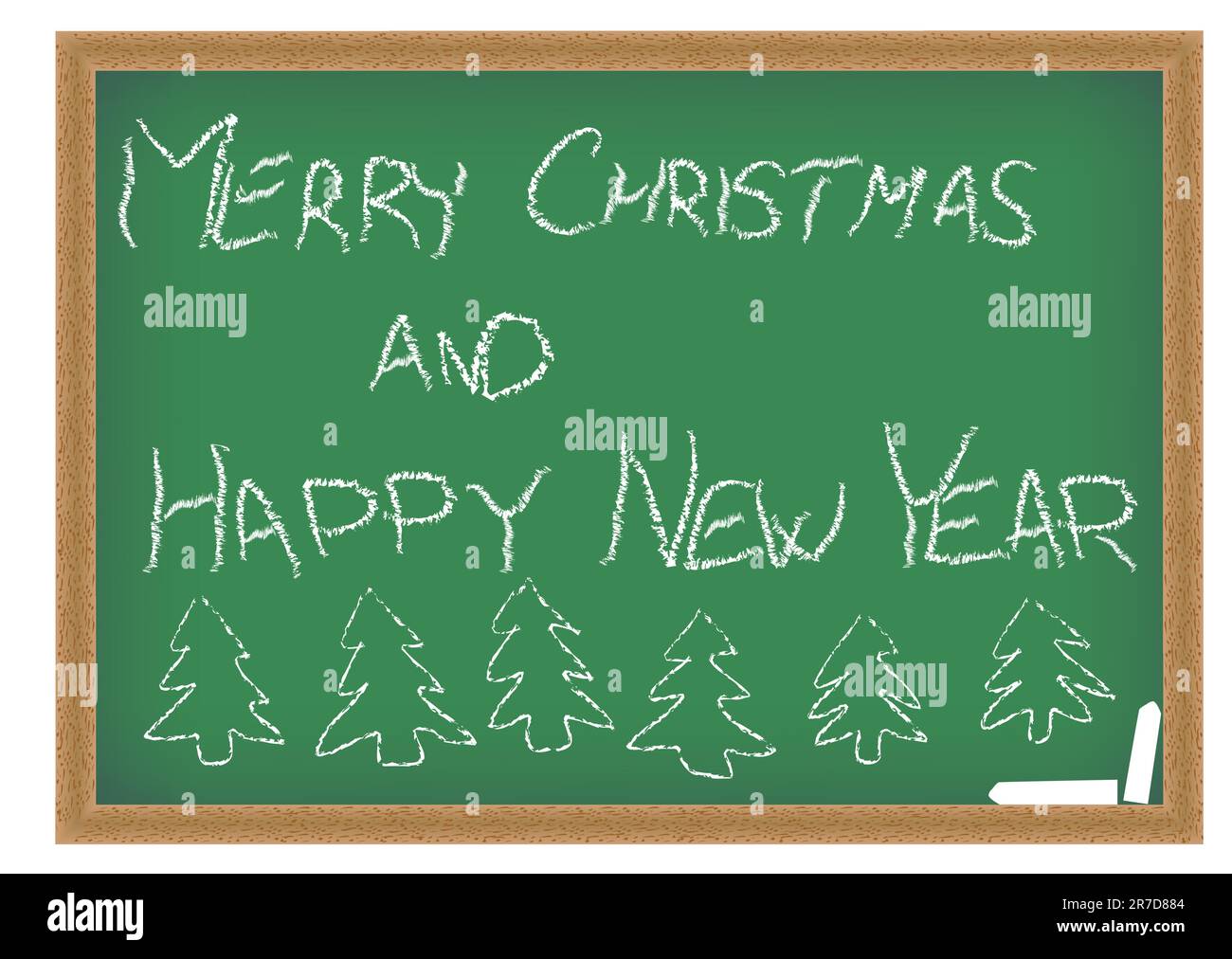 Green Chalkboard with Merry Christmas and Happy New Year Sign Stock ...