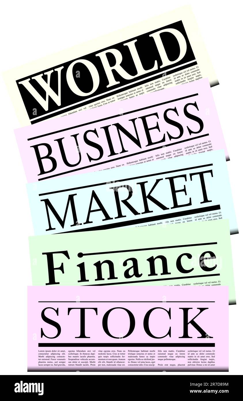 Illustration of Fictitious Financial Newspapers With Lorem Ipsum Copy ...