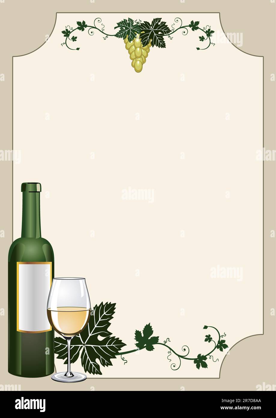 Wine shield or card background, restaurant menu template. Bottle of ...