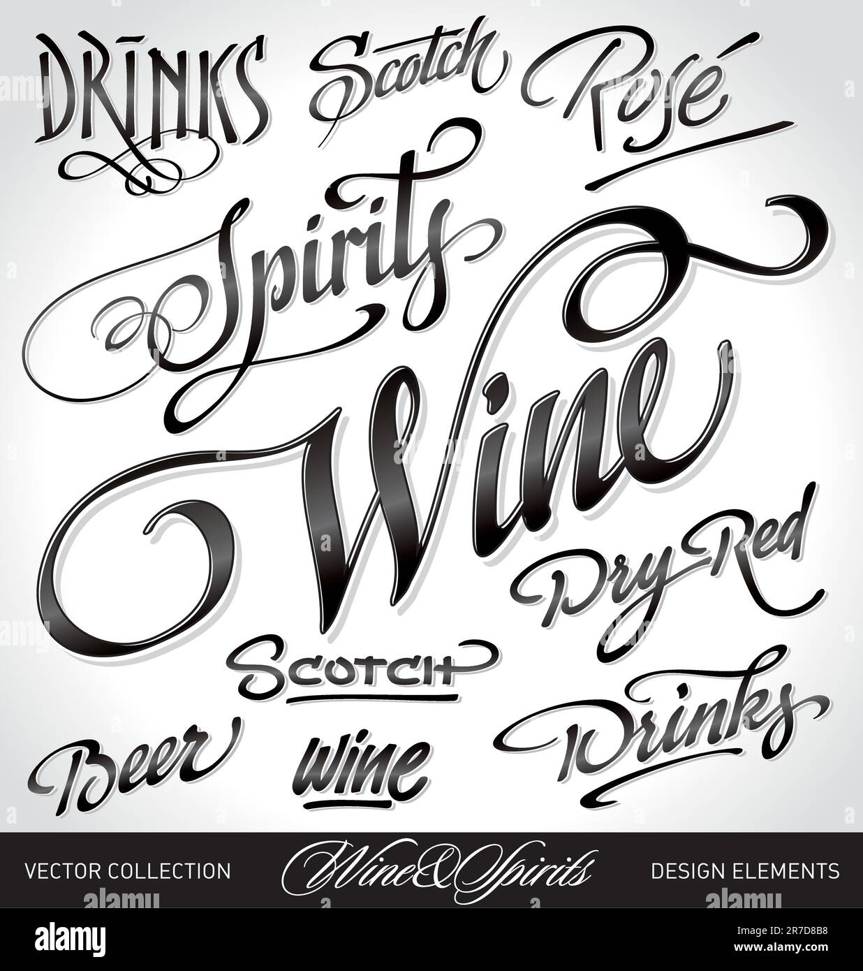 beverages headlines, hand lettering set (vector Stock Vector Image ...
