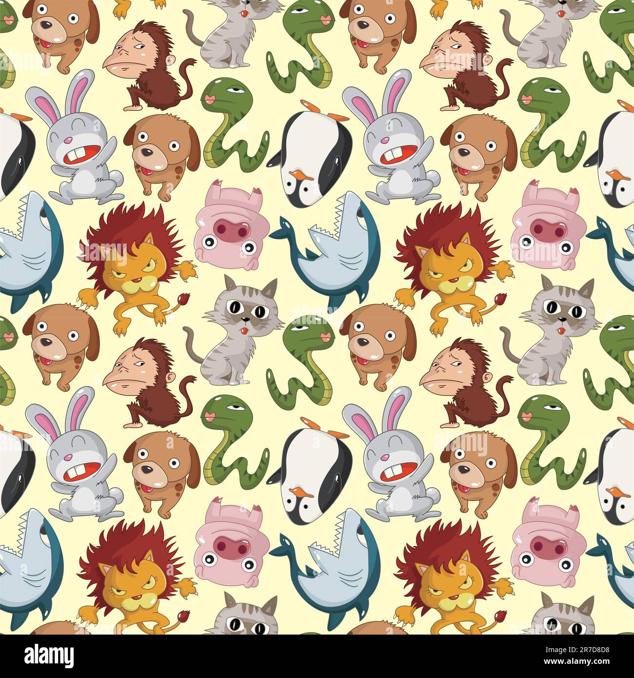 cartoon animal seamless pattern Stock Vector Image & Art - Alamy