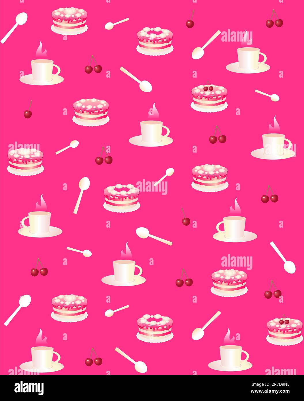 pink background with cake and coffee for cafe and restaurant Stock ...