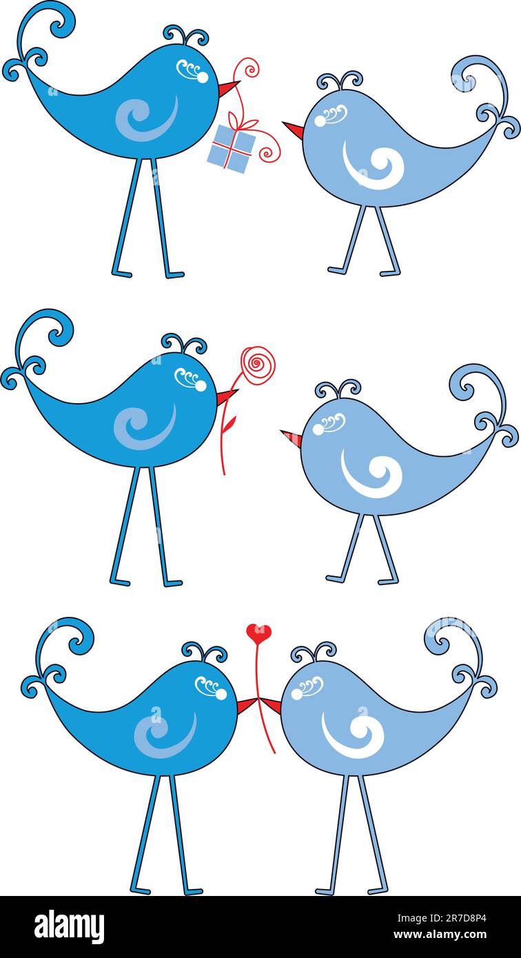 Blue ribbon birds Stock Vector Images - Alamy