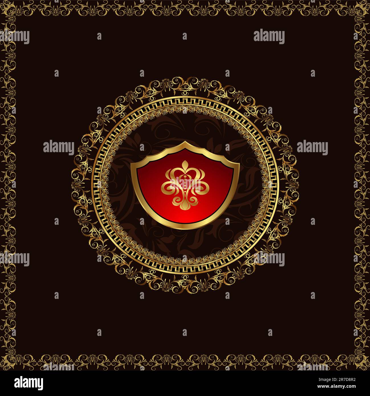 Illustration vintage frame with floral medallion - vector Stock Vector ...