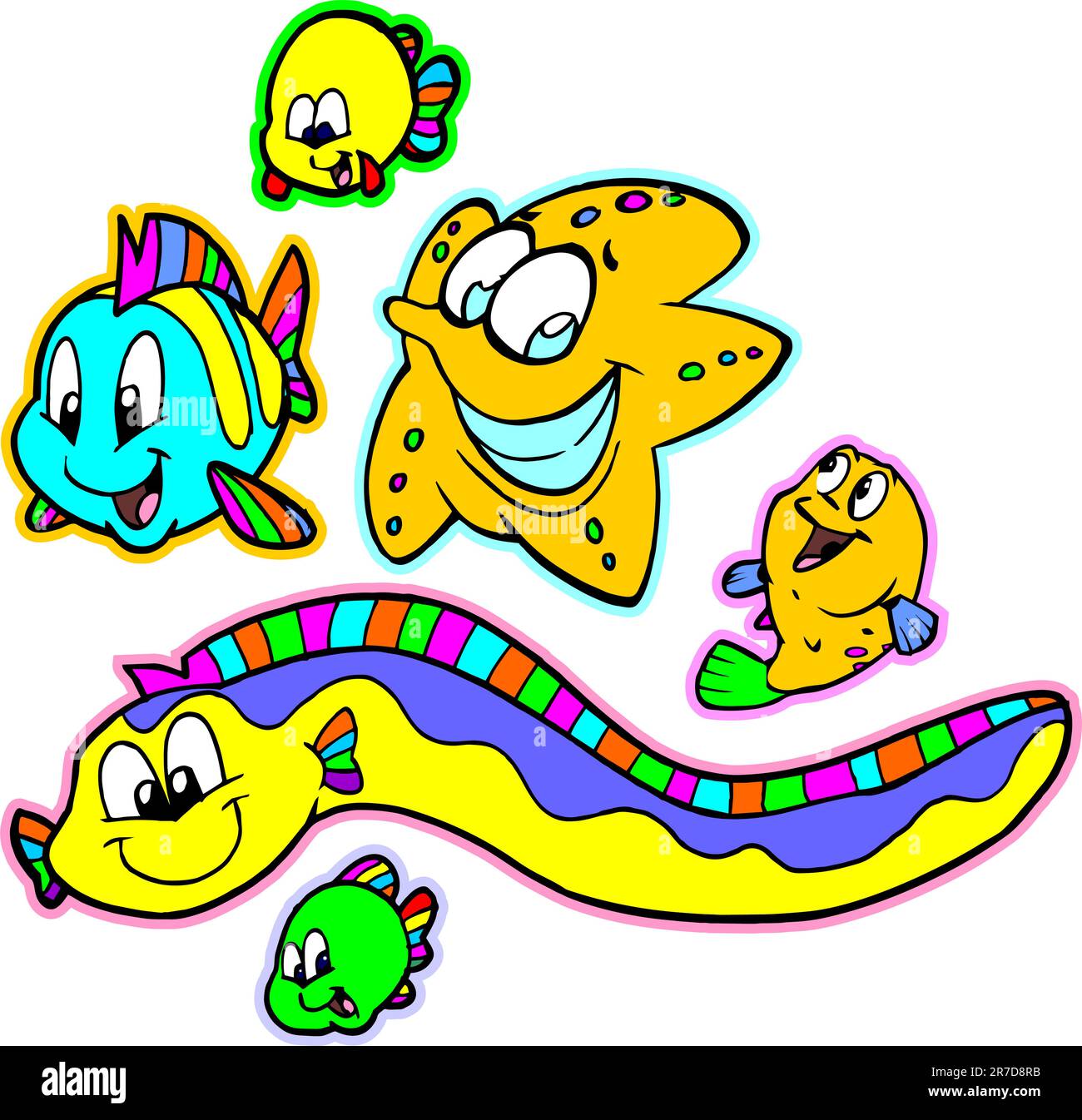 a digitally illustrated colorful cute fish Stock Vector Image & Art - Alamy