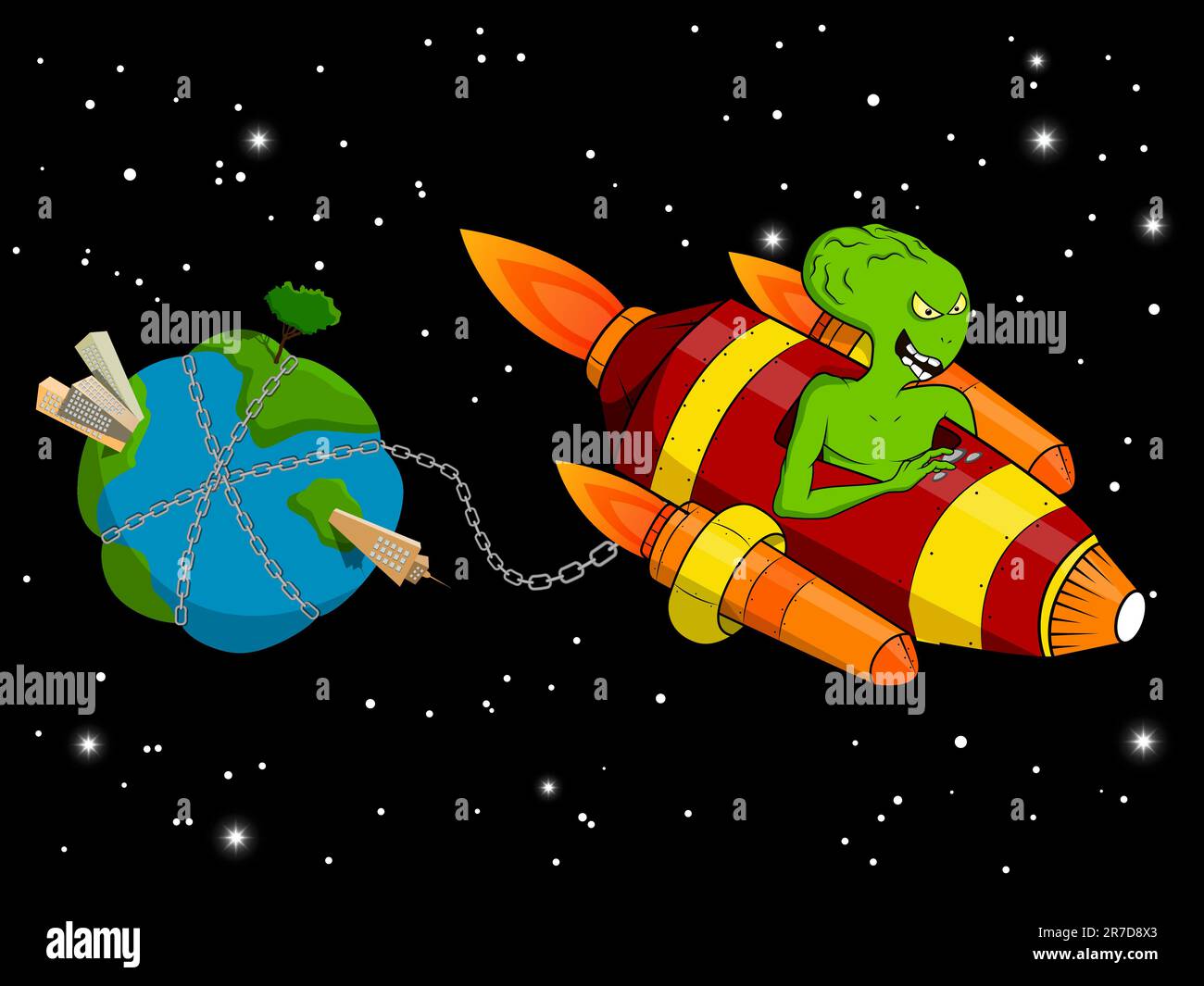 Vector picture with alien stealing the Earth Stock Vector Image & Art ...