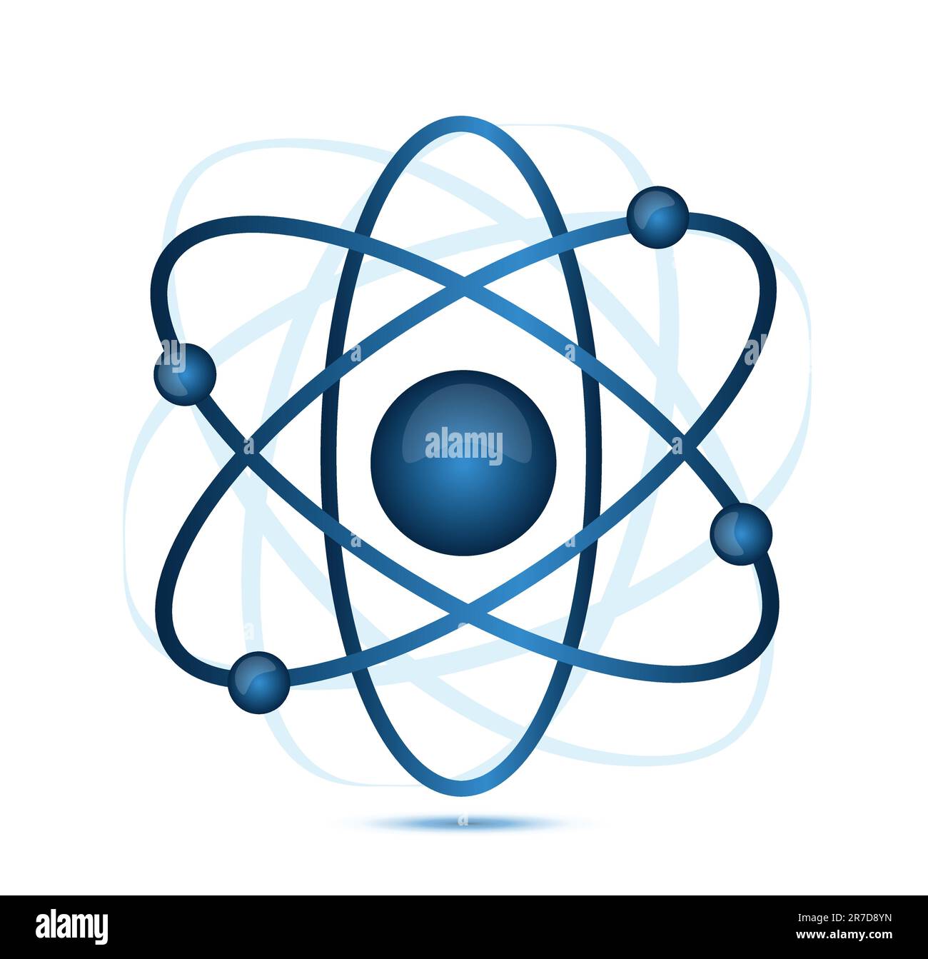blue atom illustration isolated over a white background Stock Vector ...