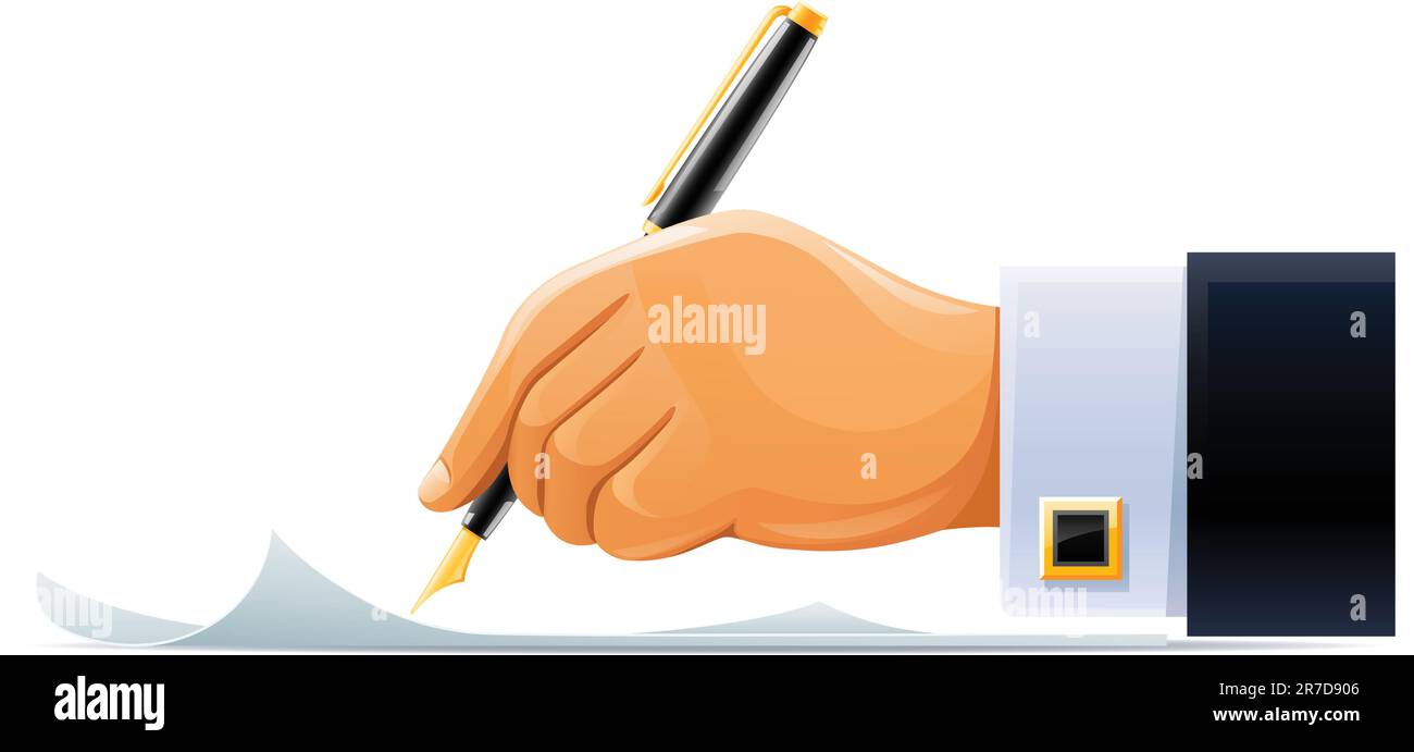 writing hand with pen vector illustration isolated on white background ...