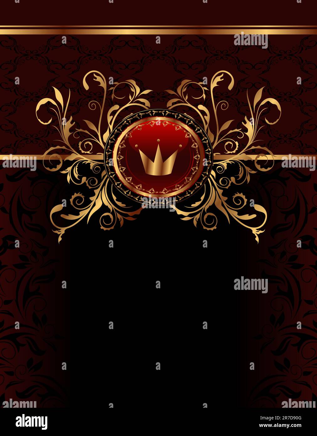 Illustration golden ornate frame with crown - vector Stock Vector Image ...