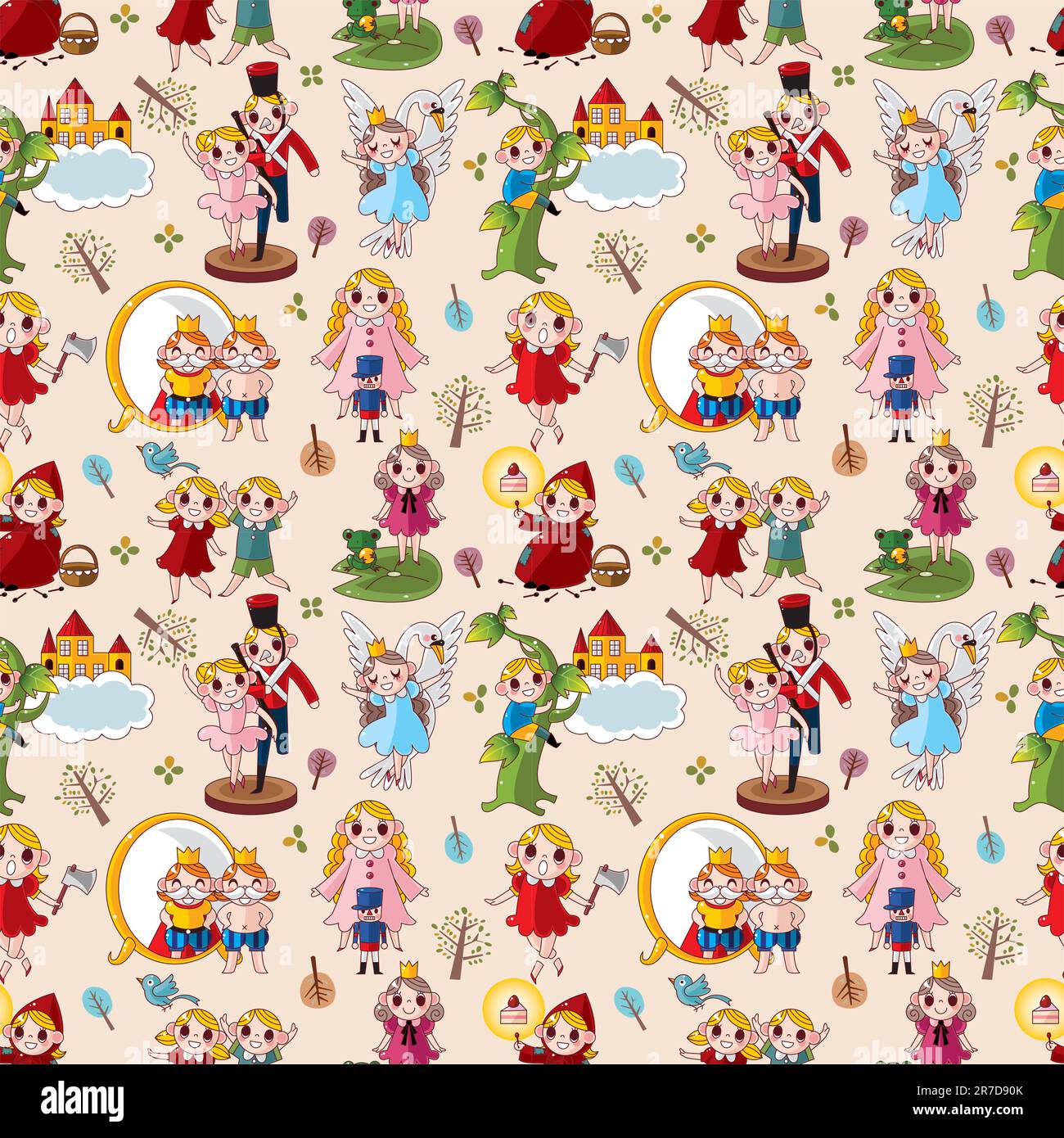 cartoon story people seamless pattern Stock Vector Image & Art - Alamy