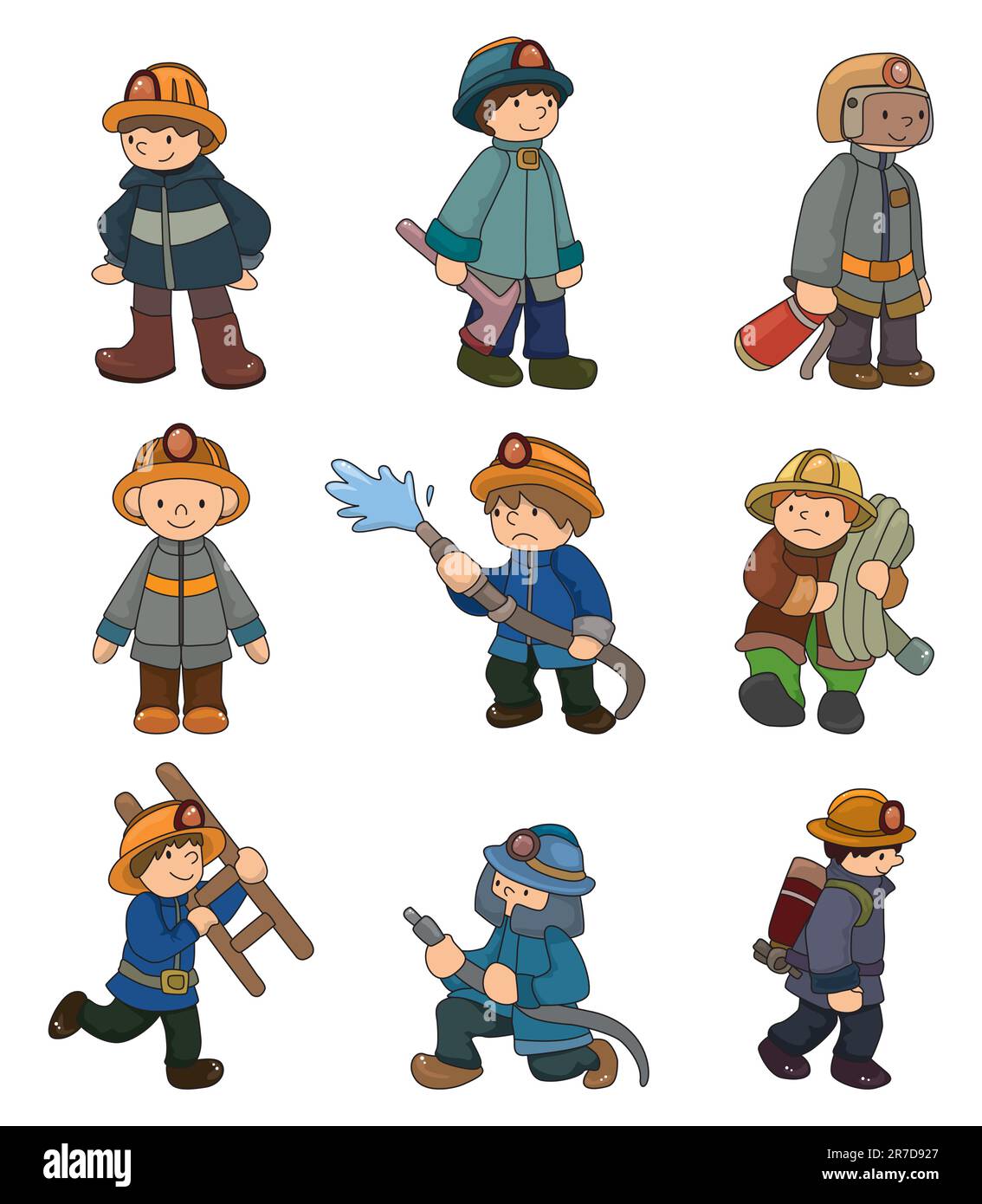 cartoon Fireman icon set Stock Vector Image & Art - Alamy