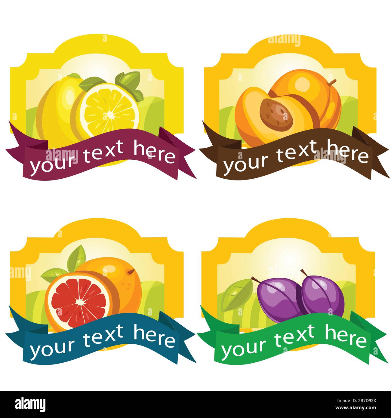Set of fruit labels, vector illustration Stock Vector Image & Art - Alamy