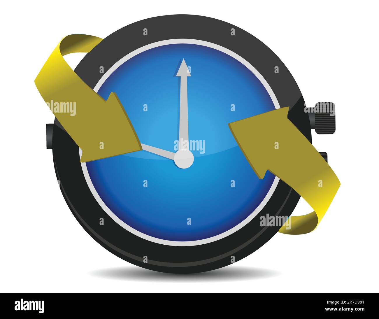 illustration of hours passing by with arrows isolated on the white ...
