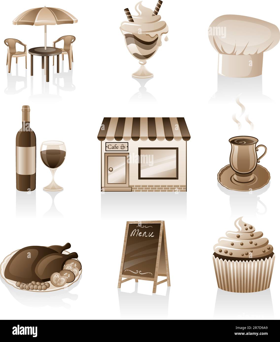 Vector cafe icon set isolated on white background Stock Vector Image ...