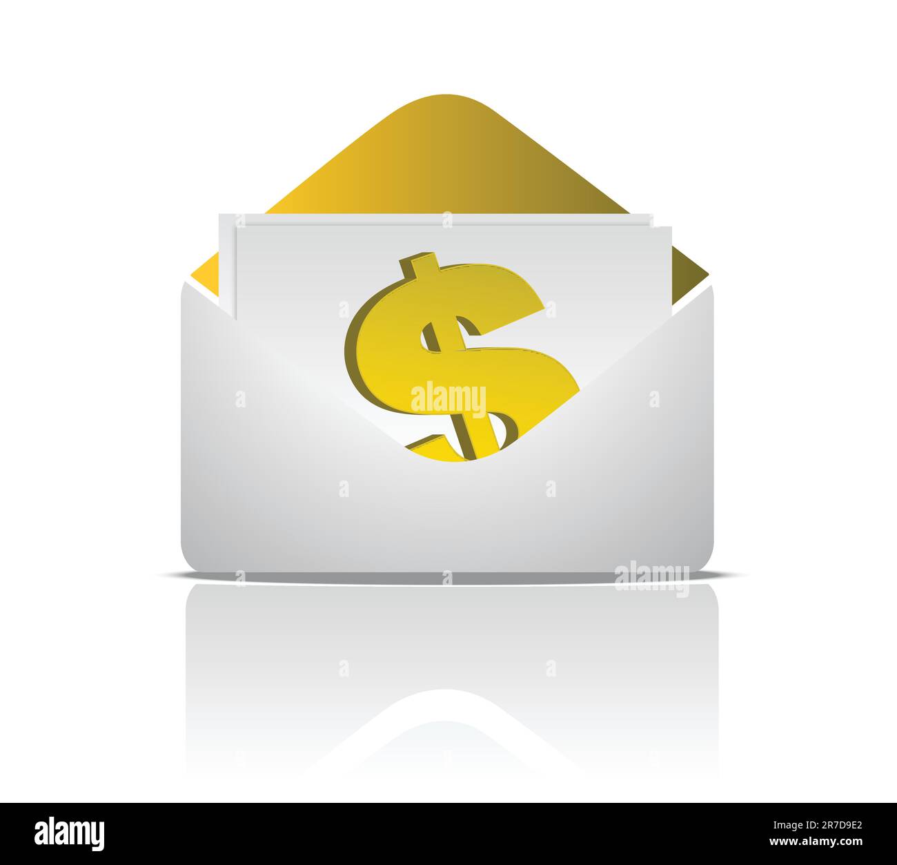 Envelope and dollar sign illustration design isolated over a white ...