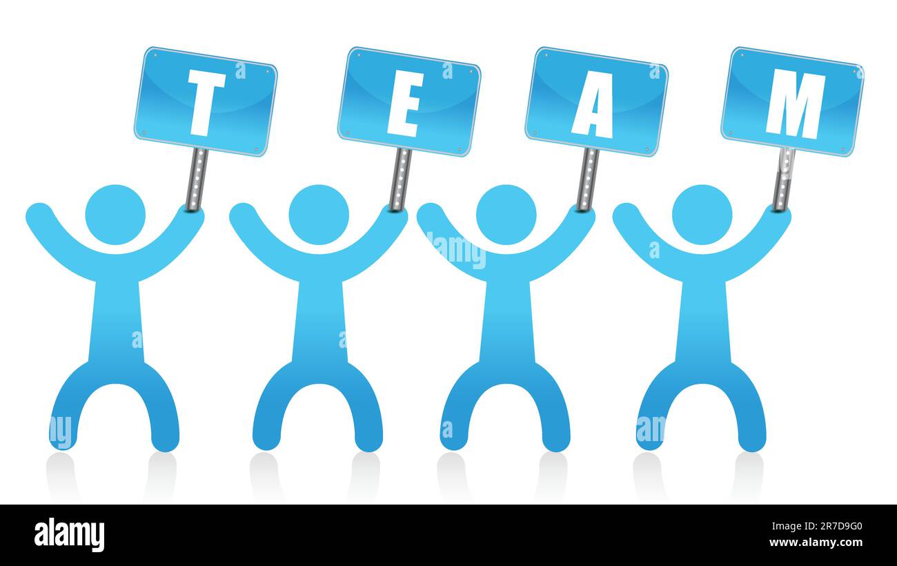 People holding a banner with the word Team Stock Vector Image & Art - Alamy