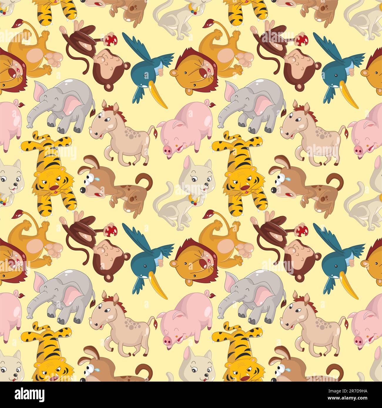 cartoon animal seamless pattern Stock Vector Image & Art - Alamy