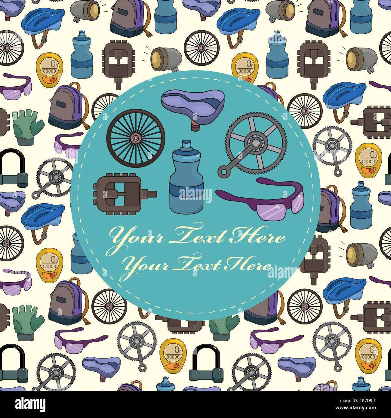 cartoon bicycle equipment seamless pattern Stock Vector Image & Art - Alamy