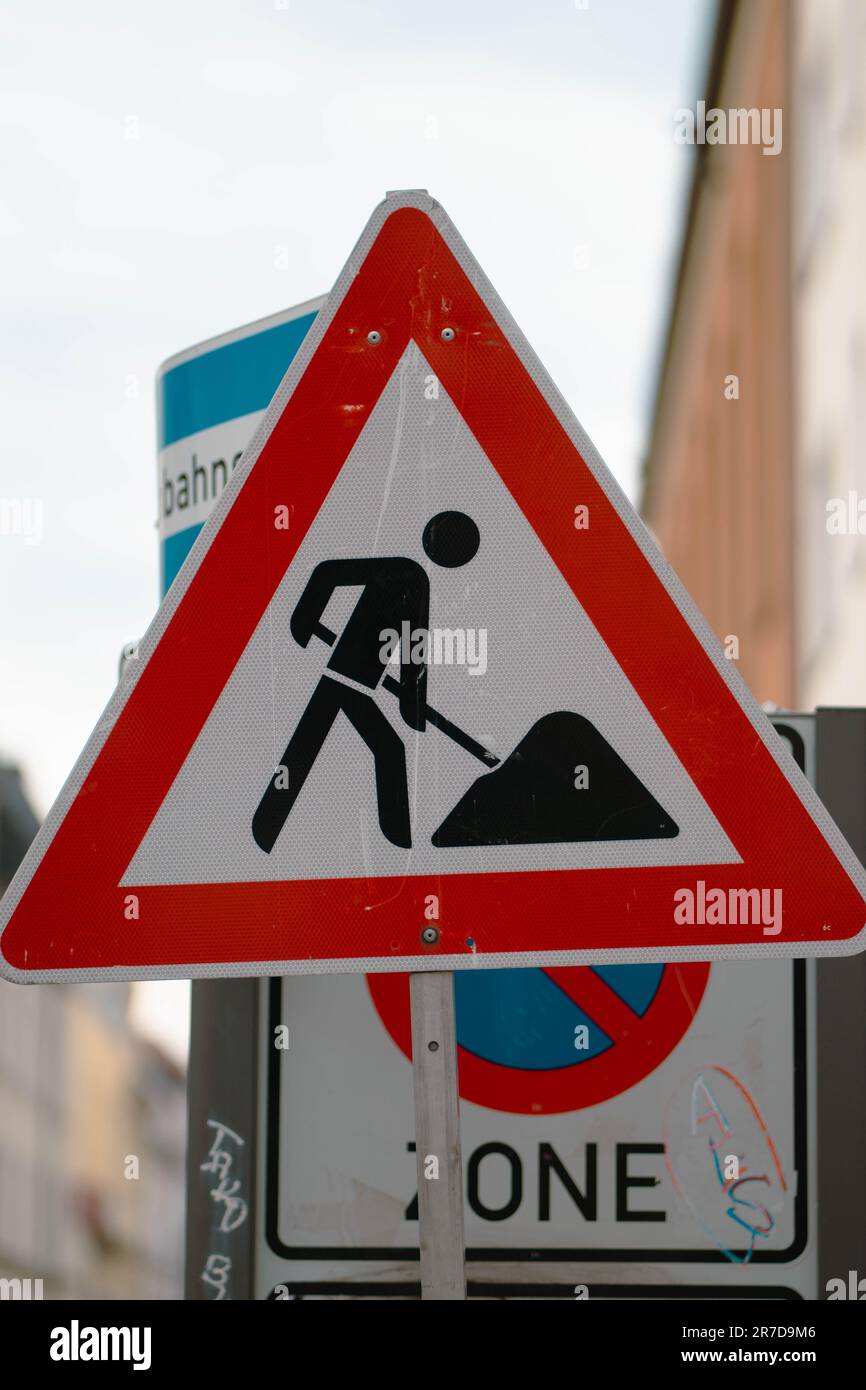 A traffic sign indicating 'Road Works Ahead' Stock Photo - Alamy