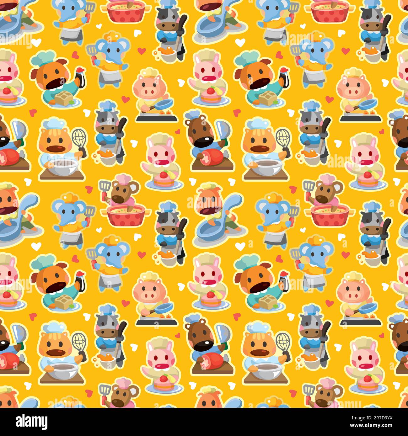 cartoon animal chef seamless pattern Stock Vector Image & Art - Alamy