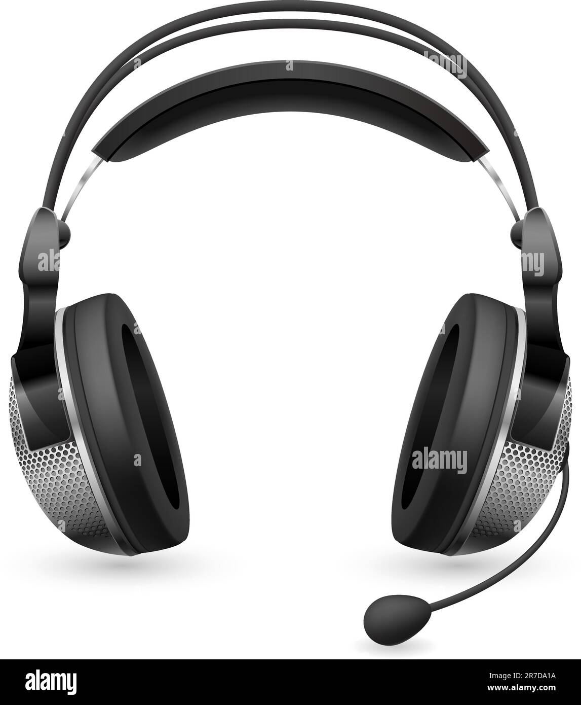 Realistic computer headset with microphone. Illustration on white ...