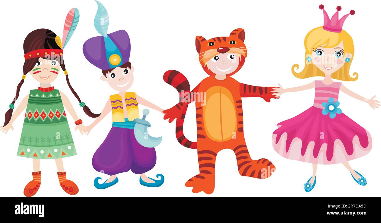 Children playing cat illustration Cut Out Stock Images & Pictures - Alamy