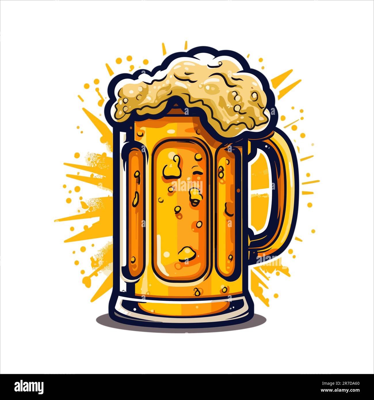 Beer mug, comic style vector illustration on white background Stock ...