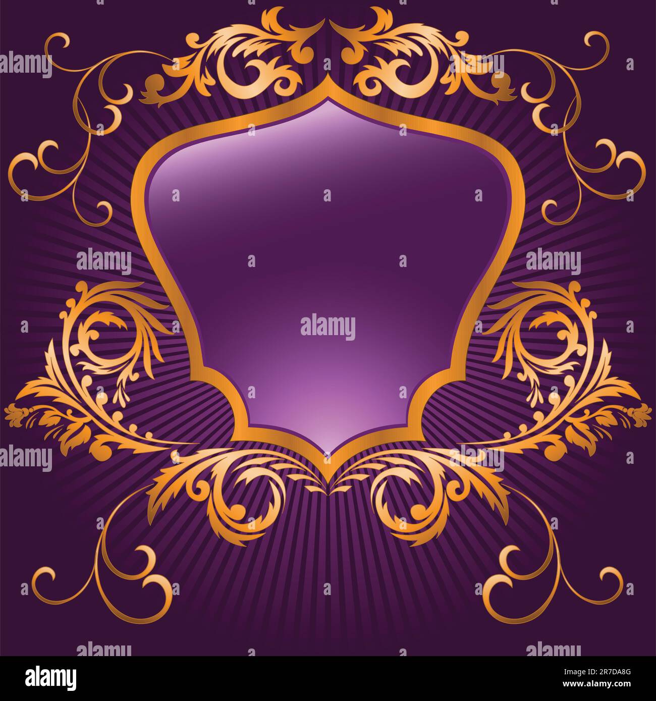 shaped shield in a gilded frame on purple background Stock Vector Image & Art - Alamy